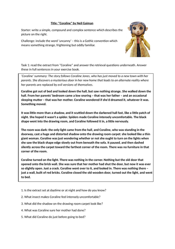KS3 Gothic cover worksheets | Teaching Resources