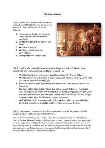 KS3 Gothic cover worksheets | Teaching Resources