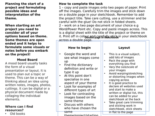 GCSE Art Visual Mood Board | Teaching Resources