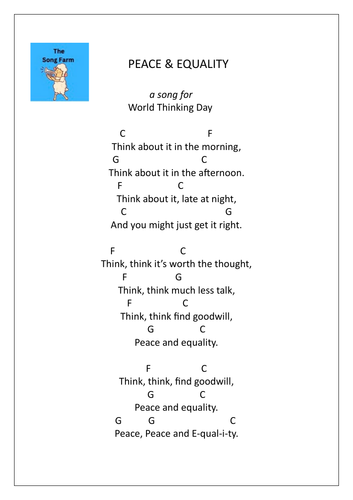 Thinking Day song. Peace and Equality | Teaching Resources