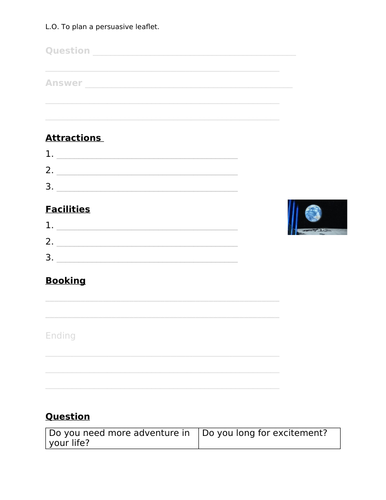 Writing a Persuasive Text KS1 - Leaflet, Visit the Moon | Teaching ...