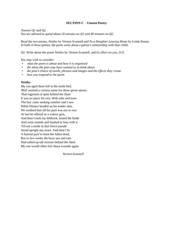 Eduqas Unseen Poetry Practice Papers | Teaching Resources