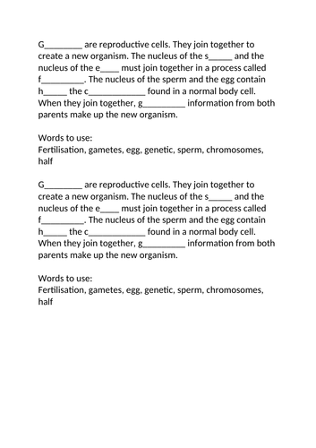 Year 7 - reproduction - Fertilisation and Implantation | Teaching Resources