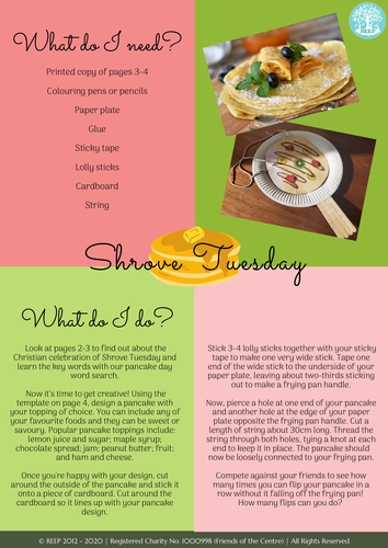 EAL Gardening Craft Activity - Shrove (Pancake) Tuesday | Teaching ...