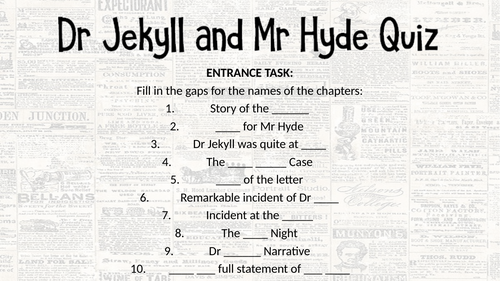 Jekyll and Hyde Quiz | Teaching Resources