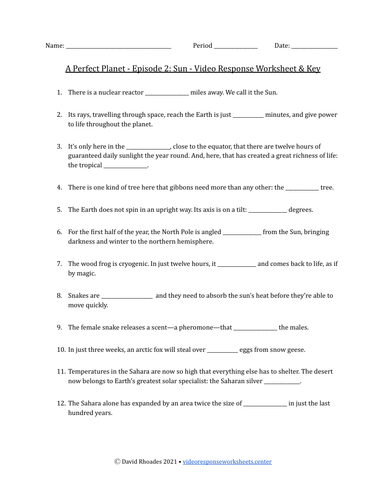A Perfect Planet - All Episodes Worksheets | Teaching Resources