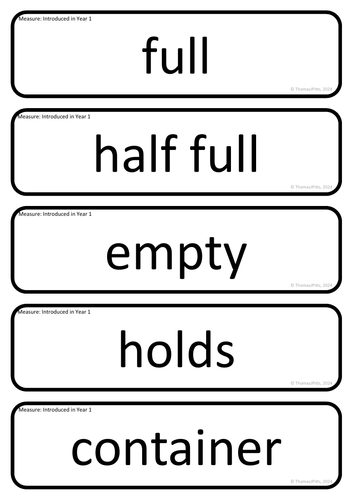 Primary Maths Vocabulary – Measurement & Units (221 Cards) | Teaching ...