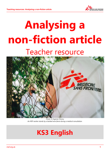 Analysing a non-fiction article | English | KS3 | MSF | Teaching Resources