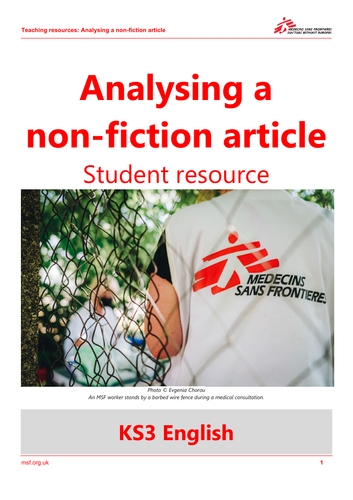 Analysing a non-fiction article | English | KS3 | MSF | Teaching Resources