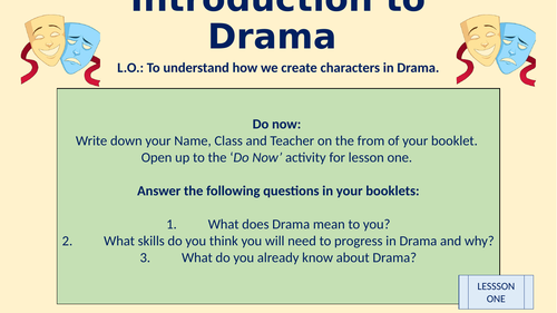 Introduction to Drama Yr 7 (6 lessons) | Teaching Resources