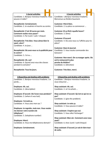 French GCSE Role play practice - foundation and higher - with answers ...