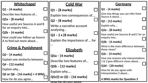 Edexcel GCSE Exam Question Checklist | Teaching Resources