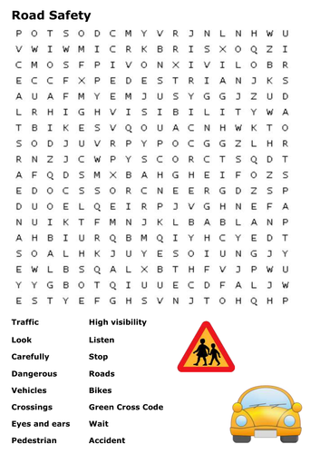 Road Safety Word Search | Teaching Resources