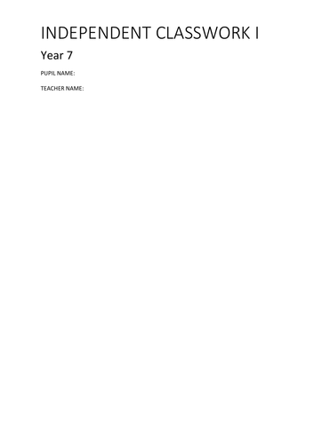 Year 7 Cover Work I | Teaching Resources