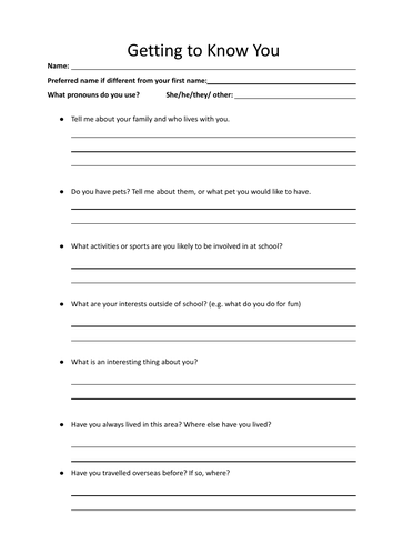 Getting to Know You- Start of Year Icebreaker | Teaching Resources