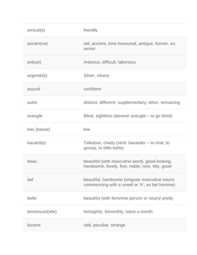 An extensive list of adjectives for GCSE French revision | Teaching ...