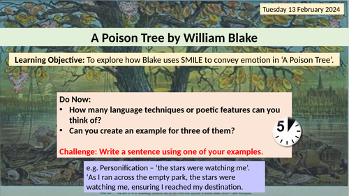 A Poison Tree Poetry Analysis Lesson | Teaching Resources
