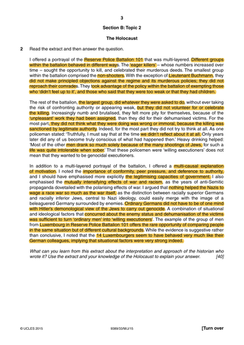 Cambridge A-Level History (9489) Paper 3 The Holocaust Sample Essays ...