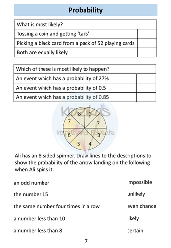 Probability Workbook - Level 1 Functional Skills Maths | Teaching Resources