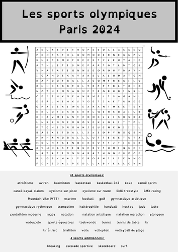 Olympics Paris 2024 wordsearch | Teaching Resources