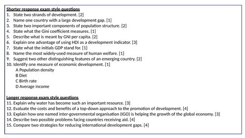 IGCSE Geography DEVELOPMENT SoW Edexcel / Edexcel International ...