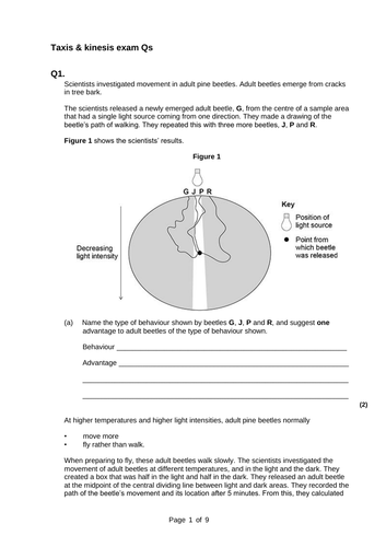 AQA A level Biology - 3.6 Organisms respond 1: Taxis & kinesis ...