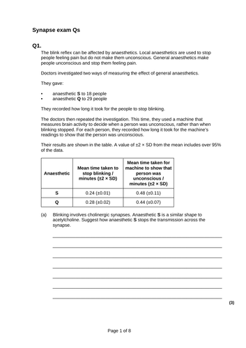 AQA A level Biology - 3.6 Organisms respond 9: The synapse | Teaching ...