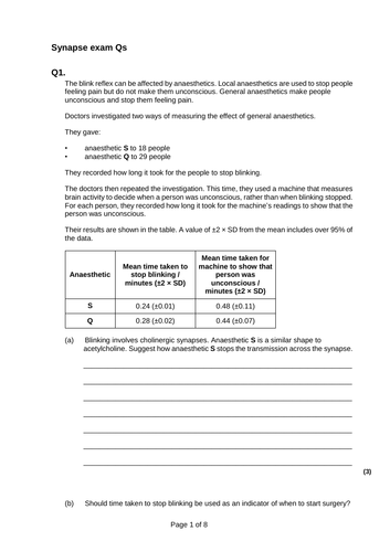 AQA A level Biology - 3.6 Organisms respond 9: The synapse | Teaching ...
