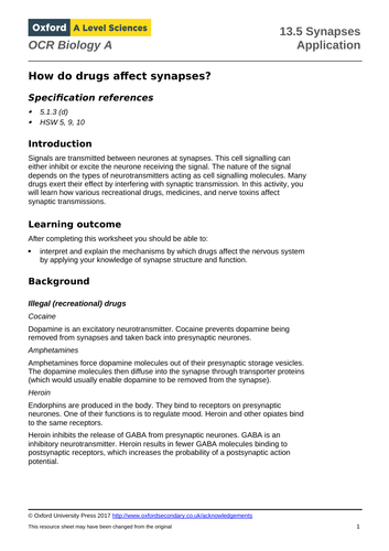 AQA A level Biology - 3.6 Organisms respond 9: The synapse | Teaching ...