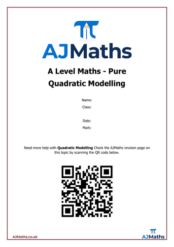 A Level Maths | Quadratic Modelling | Teaching Resources
