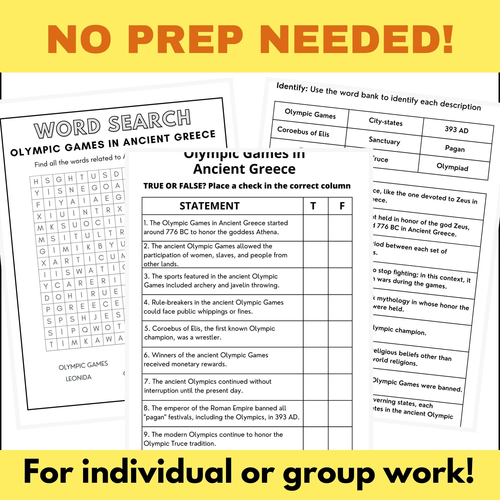 Olympic Games in Ancient Greece Reading Comprehension and Varied ...