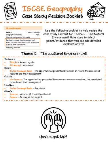 IGCSE Geography - Case Study Revision (Theme 2) | Teaching Resources