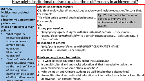 AQA A-level Sociology: Education Topic 3 Ethnic differences ...