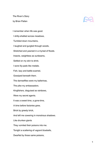 Poetry: The River's Story by Brian Patten | Teaching Resources