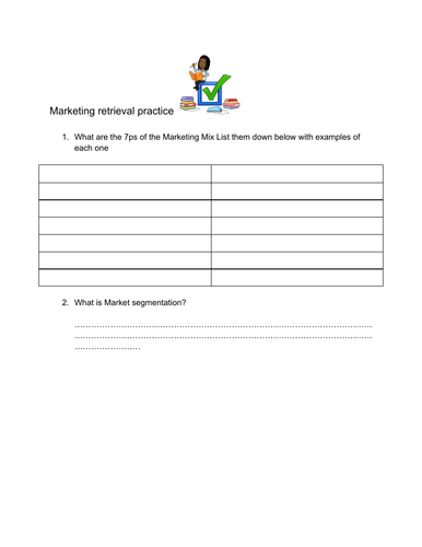 Btec Marketing activity; 7ps and Market segmentation worksheet ...
