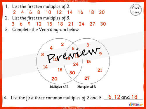 Common Multiples - Year 5 | Teaching Resources