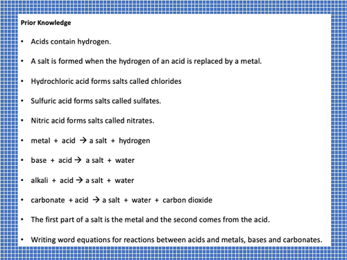 Reaction of Acids With Metals, Bases and Carbonates Board Game KS3 ...