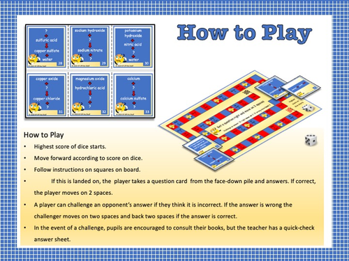 Reaction of Acids With Metals, Bases and Carbonates Board Game KS3 ...