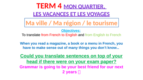 French GCSE grammar and translations materials | Teaching Resources