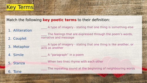KS3 Love & Relationships Poetry | Teaching Resources