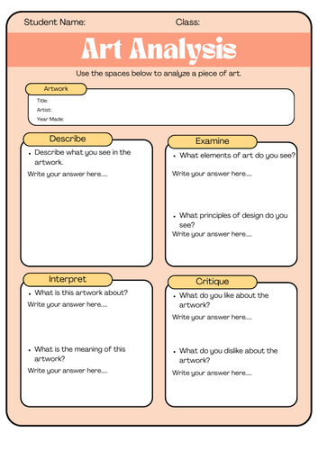 Art Analysis and Art Comparison worksheets | Teaching Resources