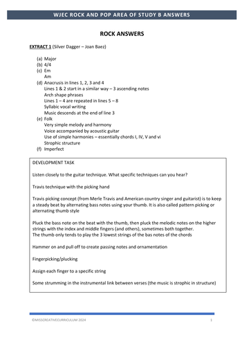 WJEC As Level Music - Rock and Pop (Part 1) Practice Questions ...