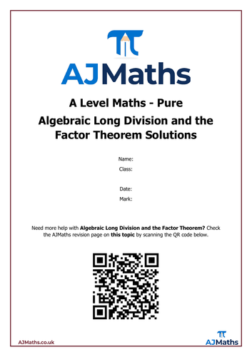 A Level Maths | Algebraic Long Division & The Factor Theorem | Teaching ...