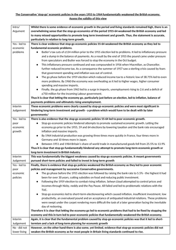 Model Answer: Conservative ‘stop-go’ economic policies in the years ...