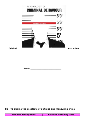 OCR GCSE Psychology Criminal Unit Workpack | Teaching Resources