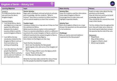 KS2 Kingdom of Benin - Outstanding History Unit - 6 Lessons | Teaching ...