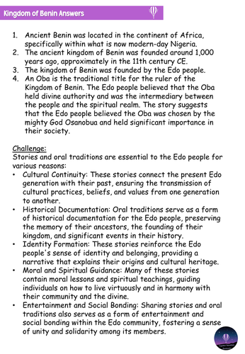 KS2 Kingdom of Benin - Outstanding History Unit - 6 Lessons | Teaching ...