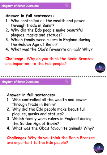 KS2 Kingdom of Benin - Outstanding History Unit - 6 Lessons | Teaching ...