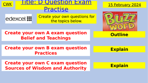 Edexcel GCSE RE D Question Walk through | Teaching Resources