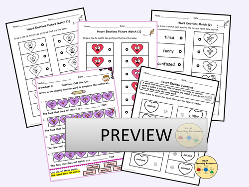 Valentines Day Emotions Feelings Worksheets Flash Cards | Teaching ...